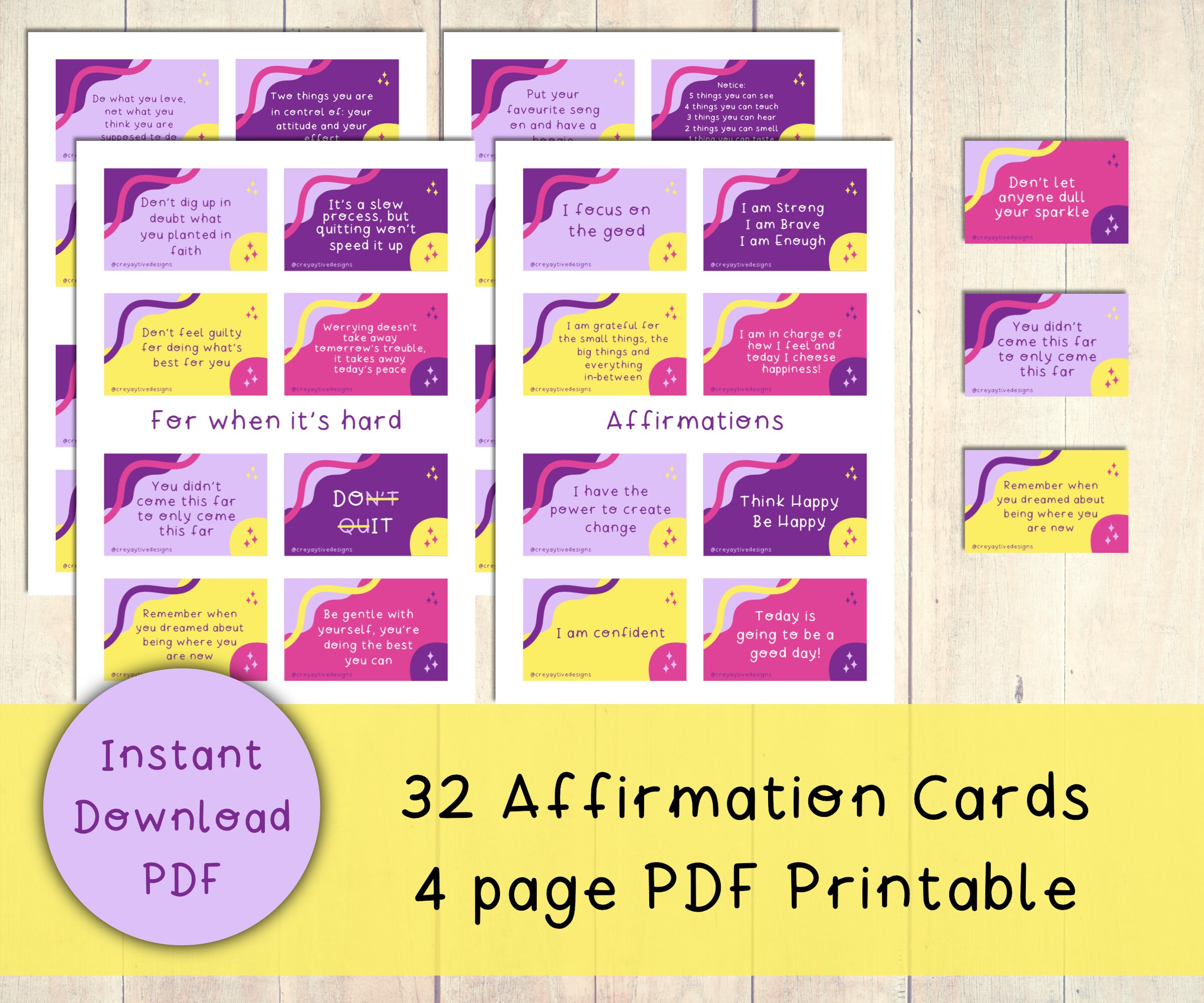 Printable Motivational Affirmation Cards / Self Care Mindful Moment ...