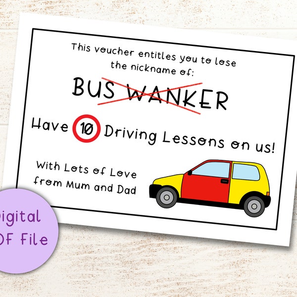 Printable Driving Lesson Voucher - Etsy UK