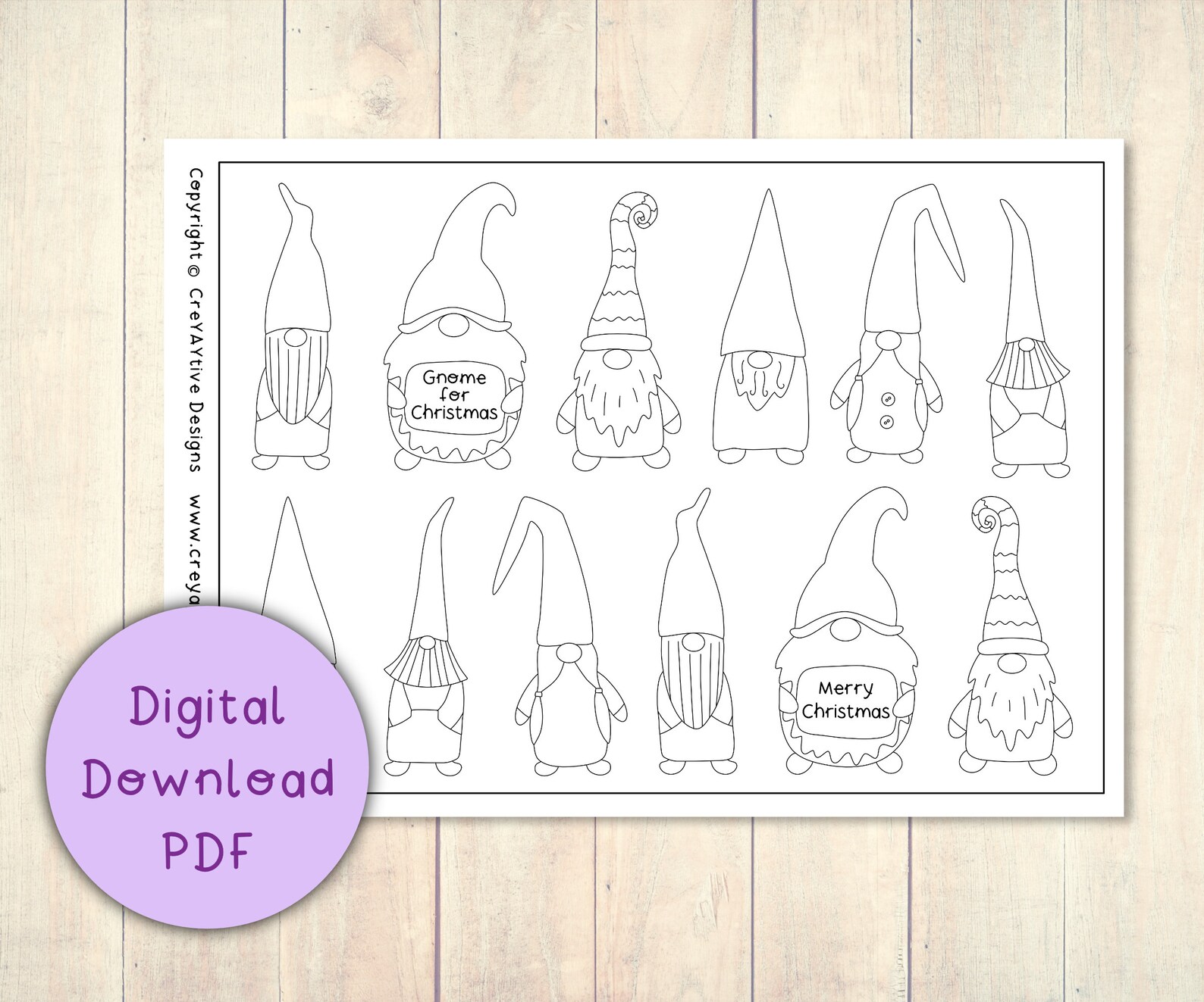 Printable Christmas Gnome Colouring Page / Gonk Digital Download ...