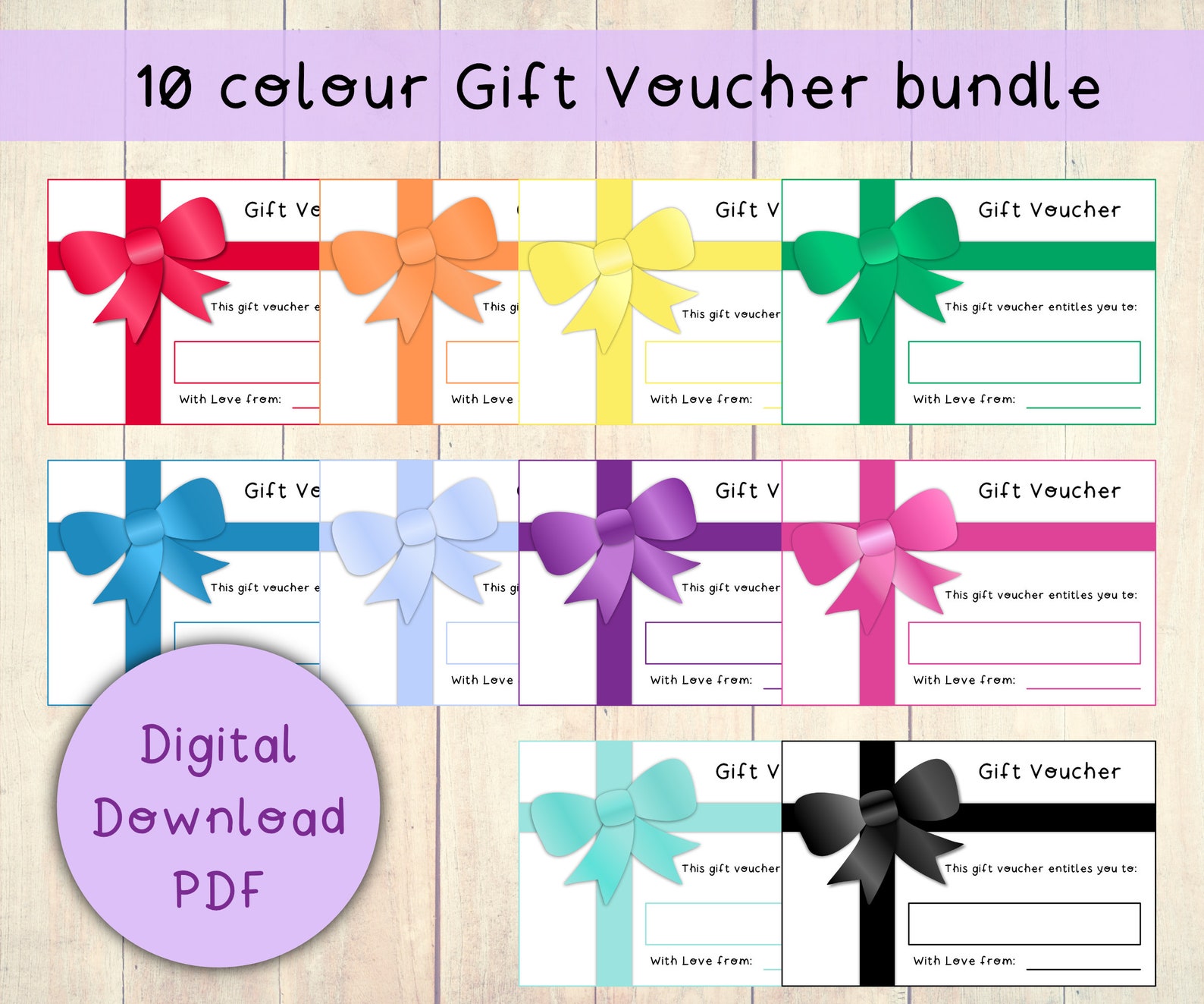Gift Voucher Coupon Printable Digital Download PDF Bundle - Etsy