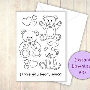 Valentines Day Kids Activity Printable Colour in Cards / Cute Colouring ...