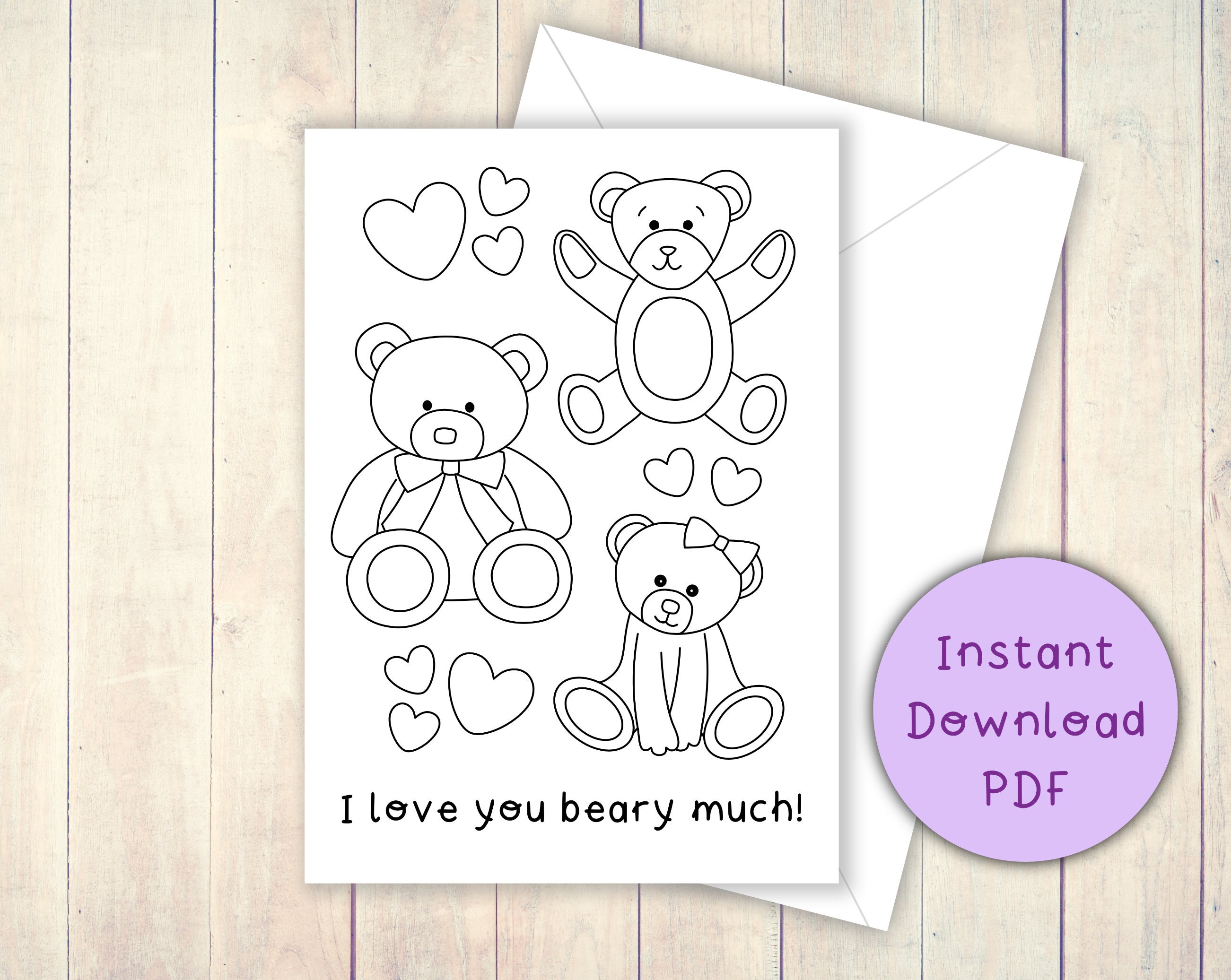 Valentines Day Kids Activity Printable Colour in Cards / Cute Colouring ...