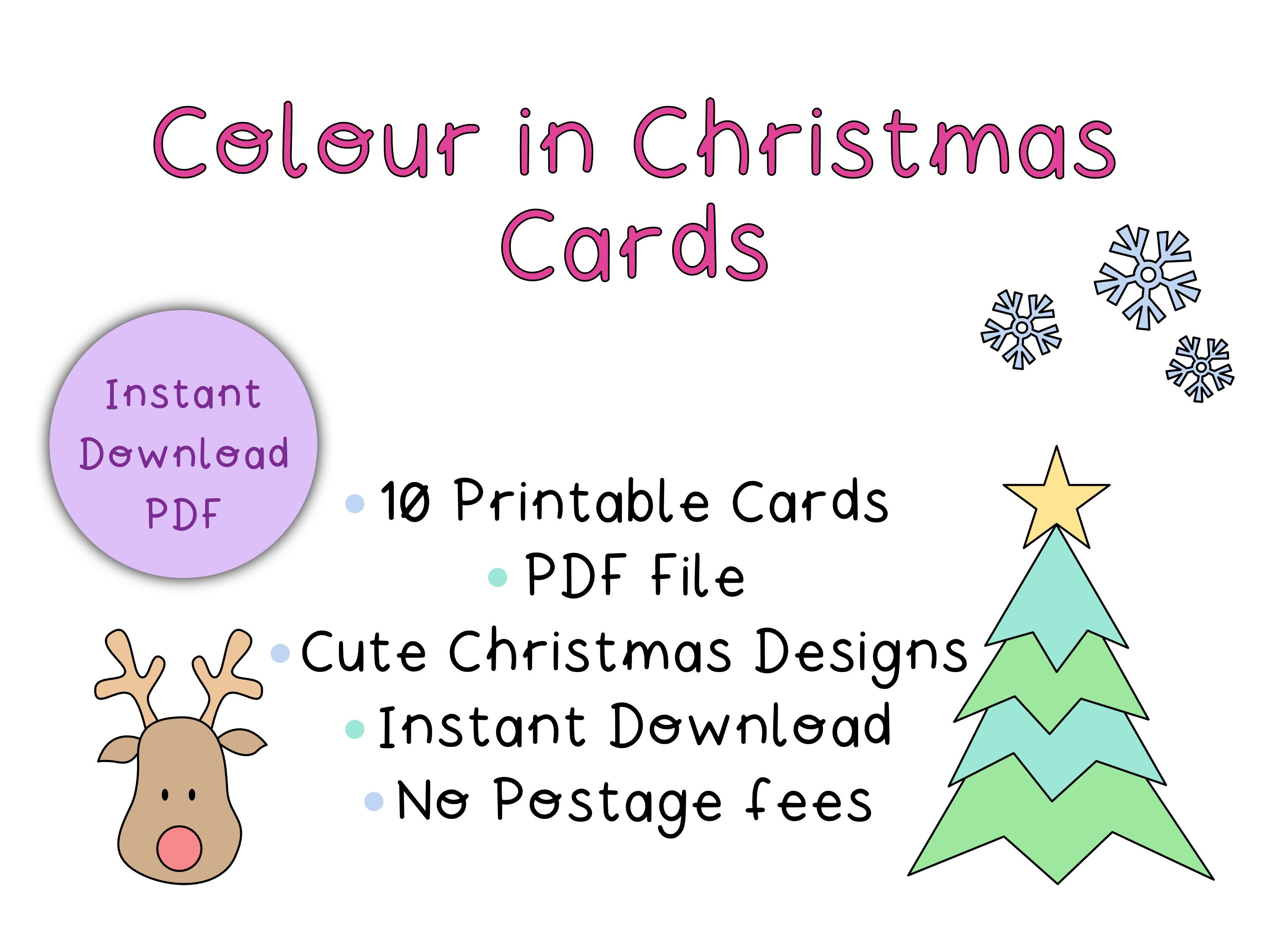 Printable Colour in Christmas Cards / Children’s Christmas Activity ...
