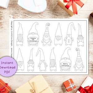 Printable Christmas Gnome Colouring Page / Gonk Digital Download ...