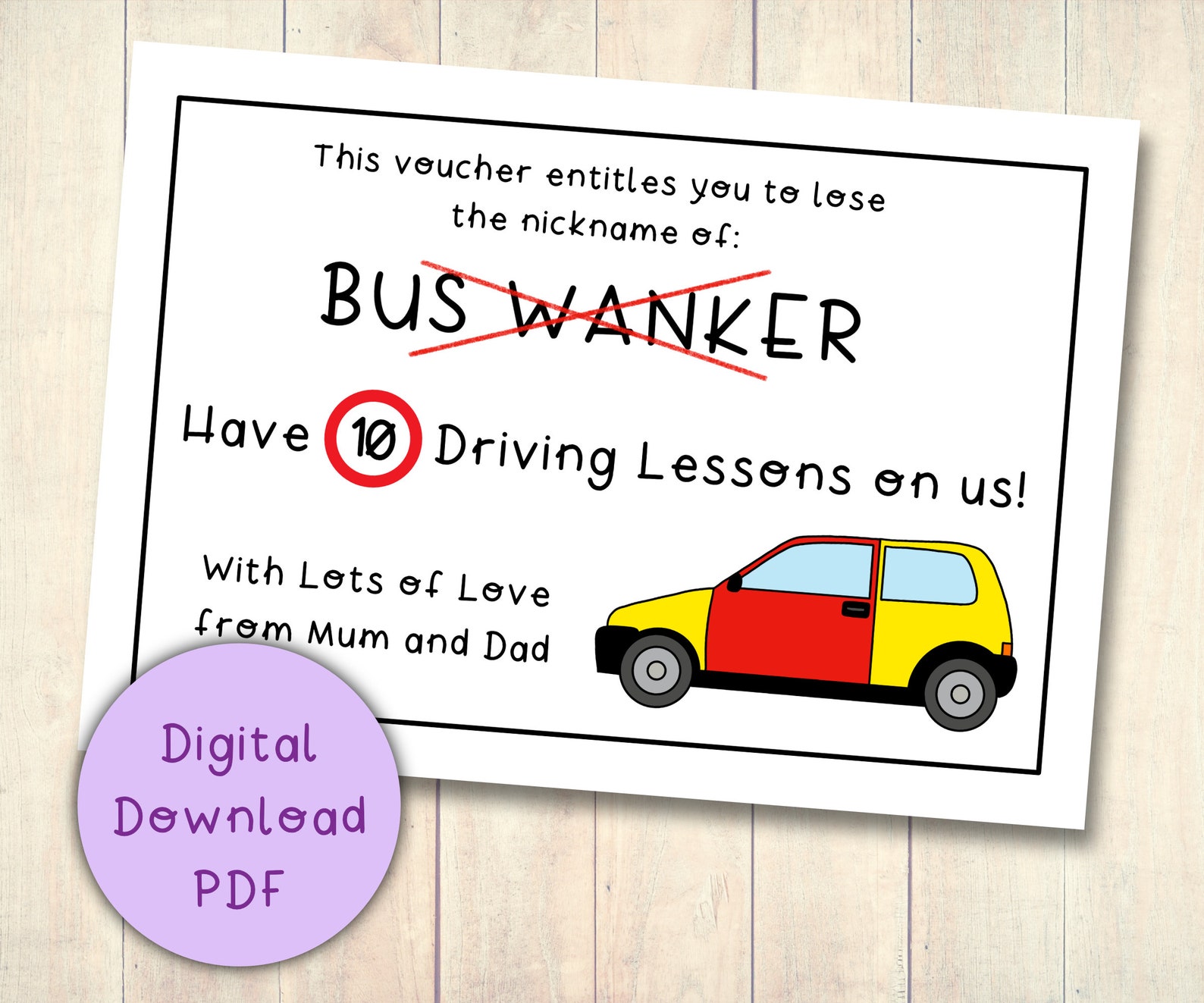 Inbetweeners “bus Wanker” Driving Lessons Gift Voucher Coupon ...