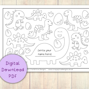 Printable Dinosaur Colouring Placemat / Digital Download Dinosaur ...
