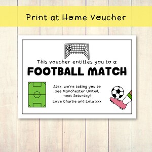 Football Match Voucher Printable PDF Coupon / Last Minute Gift / Friend ...