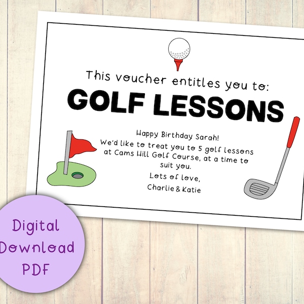 Golf Lesson Voucher - Etsy