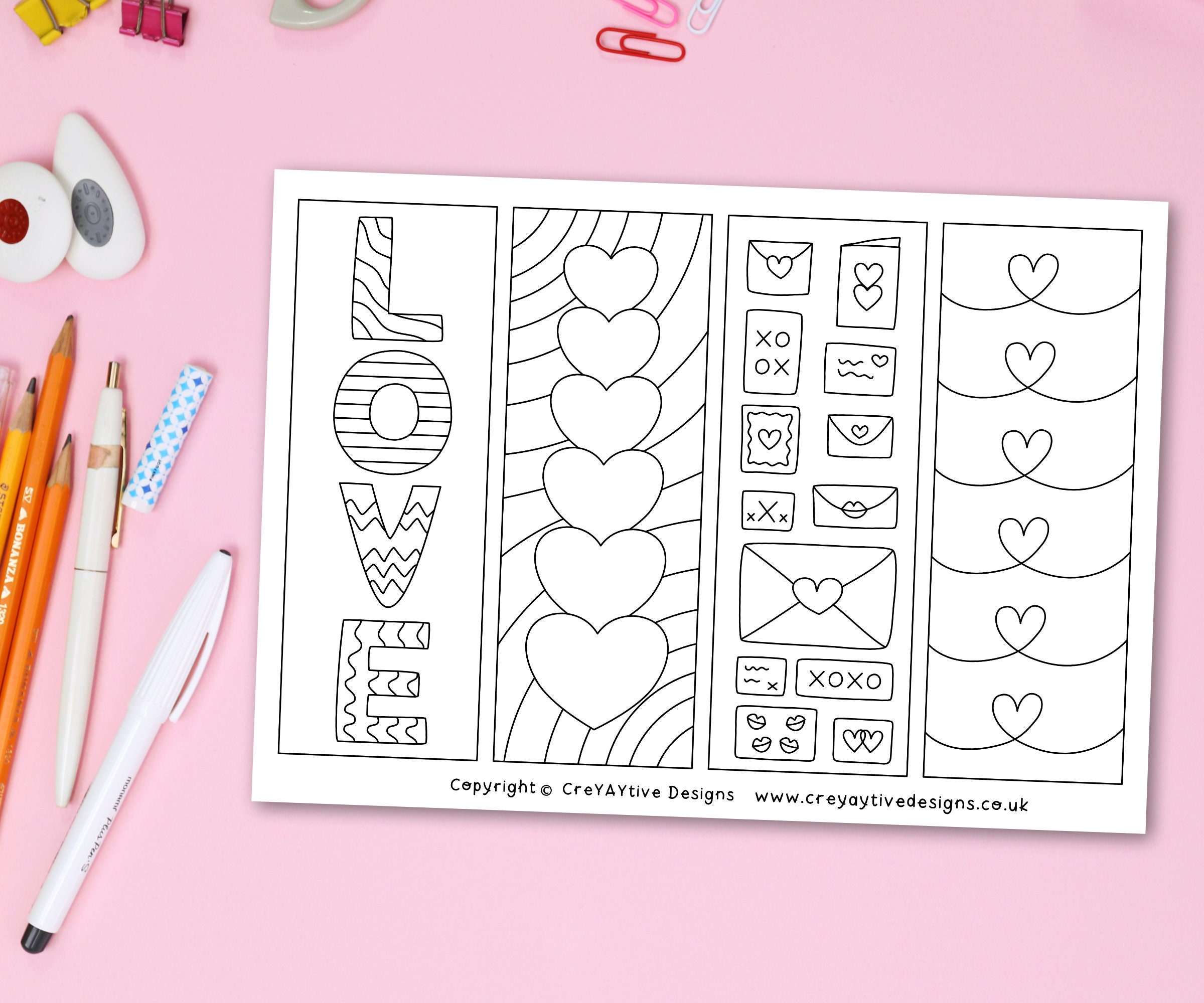 Printable Love Colouring Bookmark Template / Valentines Colouring ...
