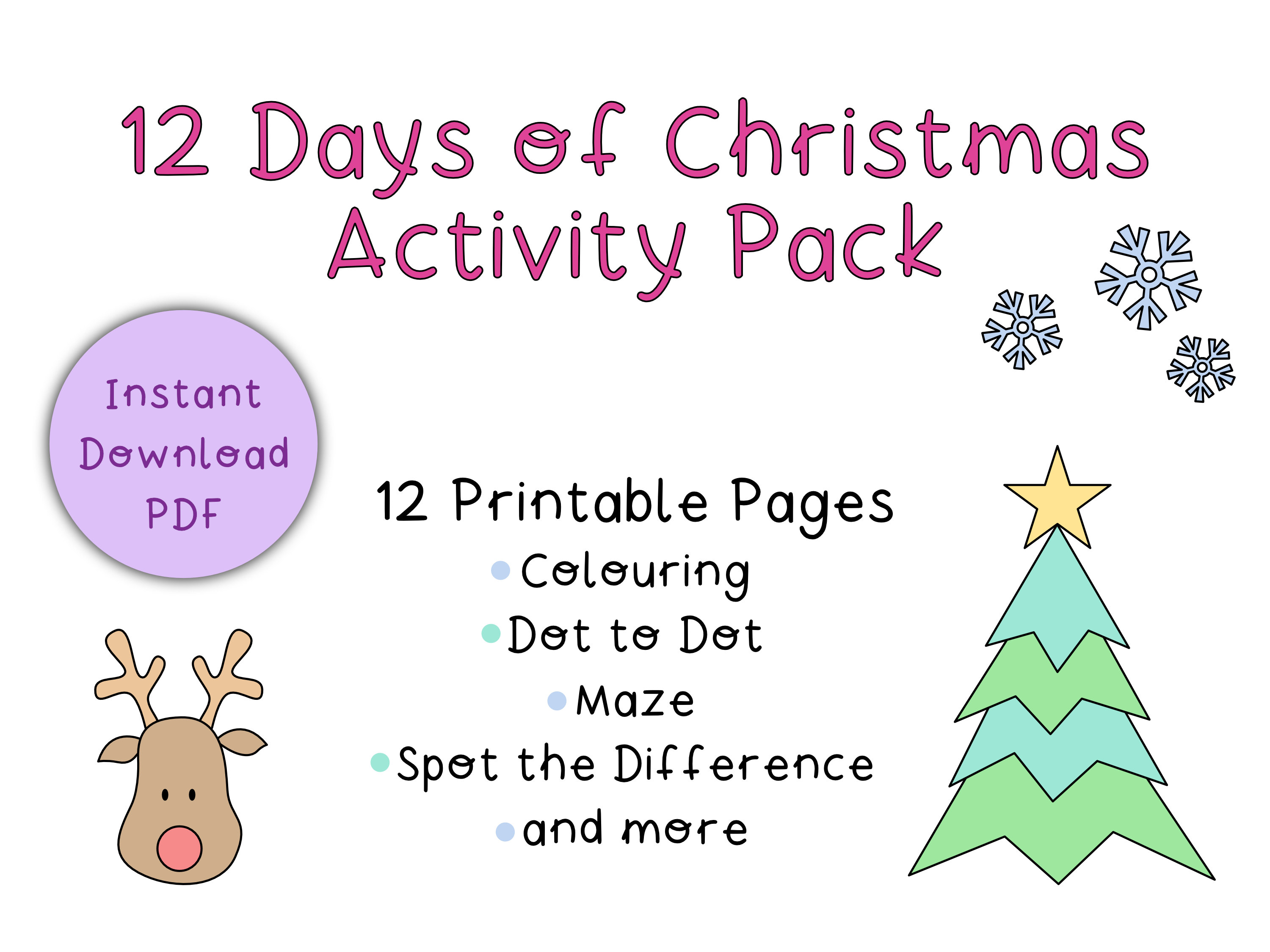 Printable Christmas Activity Pack / Instant Download 12 Page Kids ...
