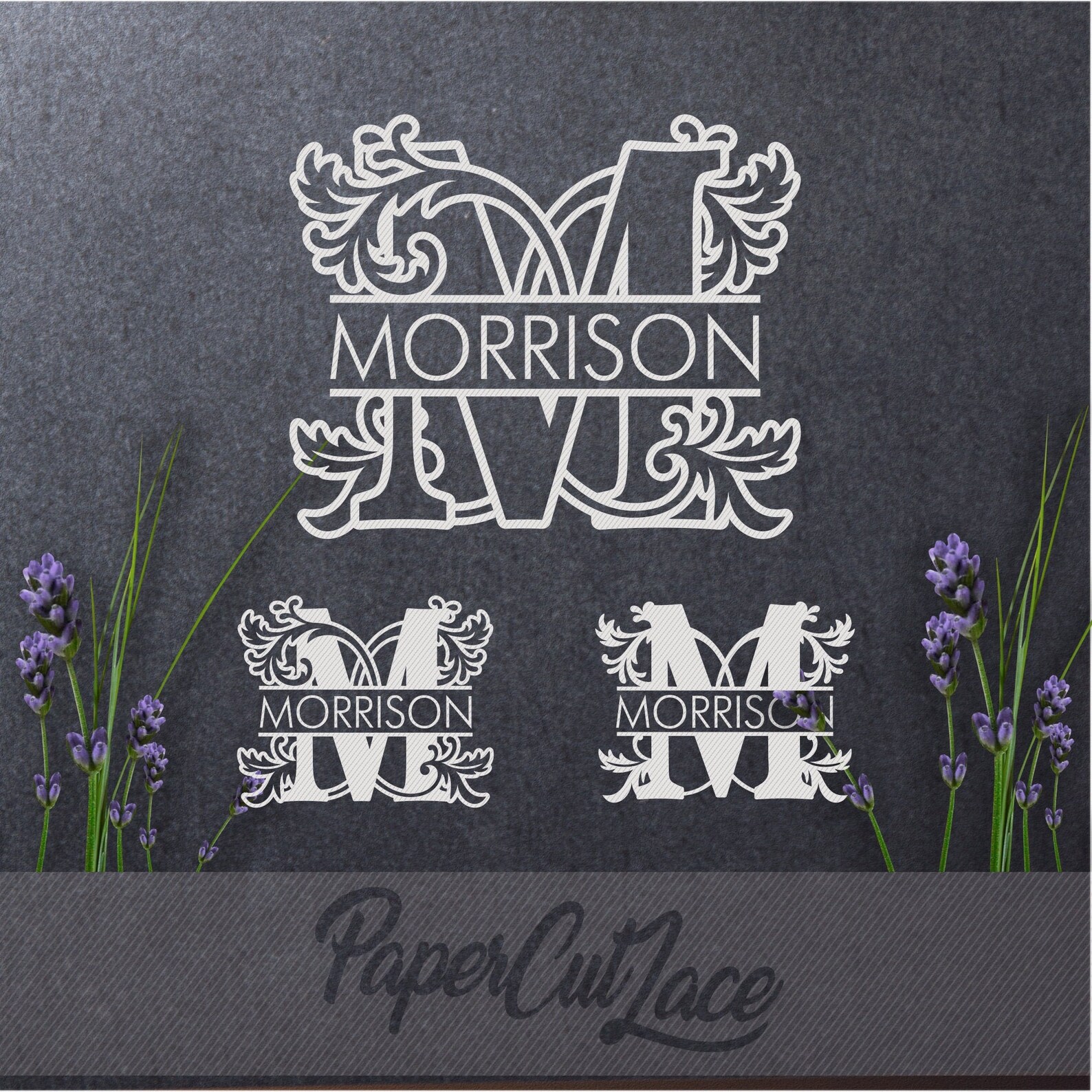 M Split Monograms Swirls Letter SVG Files for Cricut | Etsy