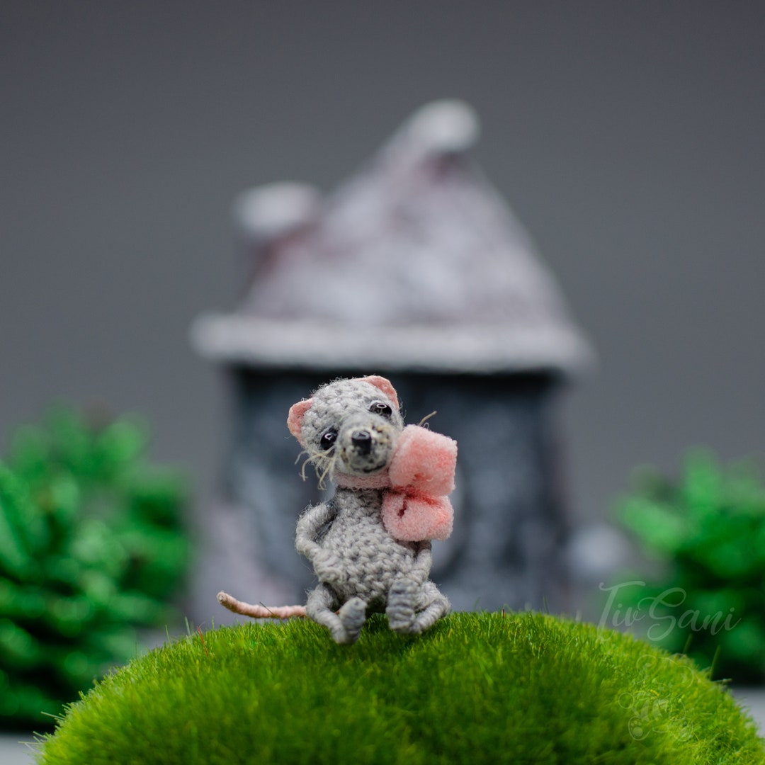 Extreme Micro Mouse Amigurumi, Tiny Mouses Toys for Dollhouse, Little ...