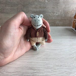 Little Grey Hippo Teddy Style in Jacket Miniature Toy Collection - Etsy
