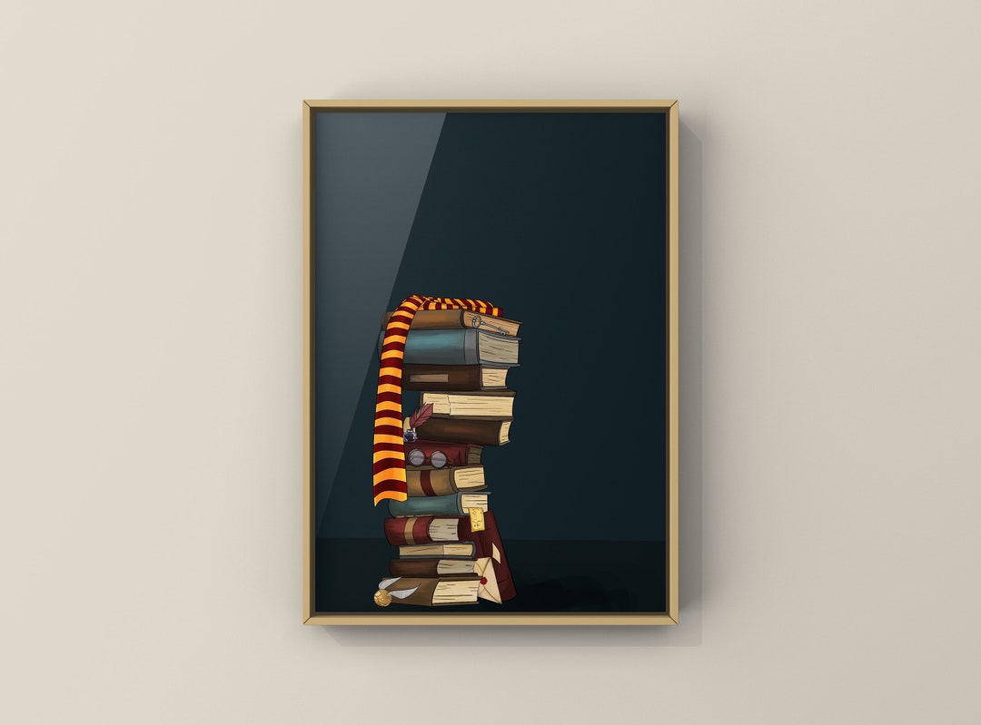 Harry Potter and the Magical Book Stack Art Print - Etsy