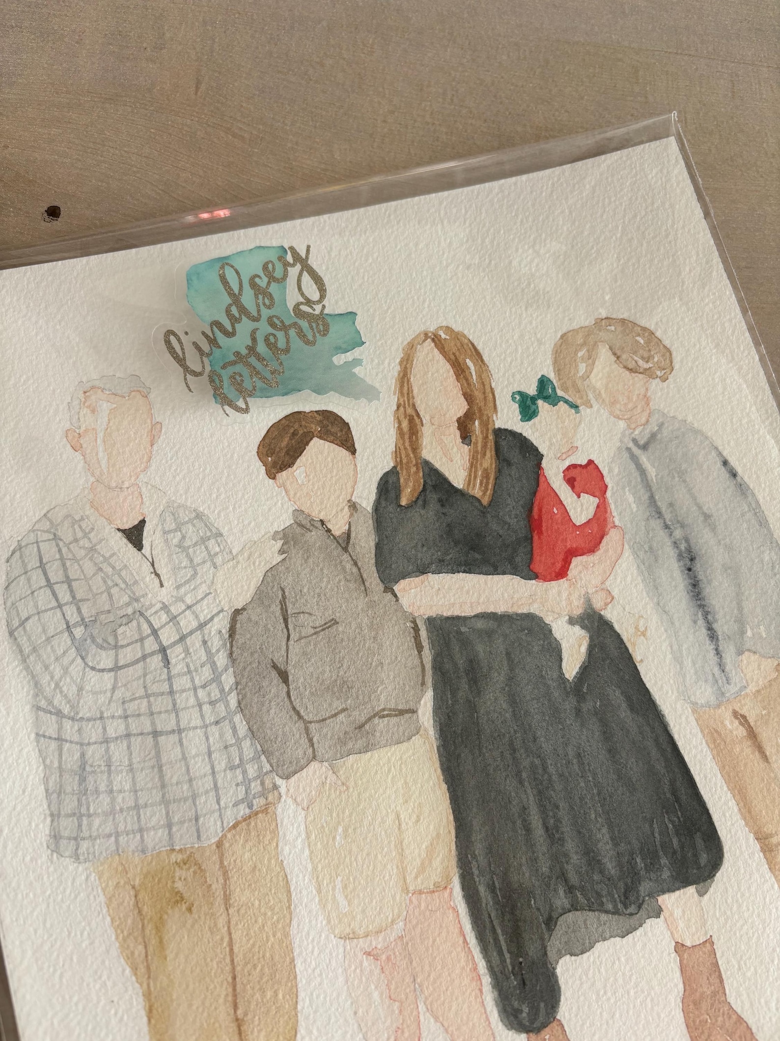 HAND PAINTED Portrait Watercolor Family Painting Engagement Painting ...