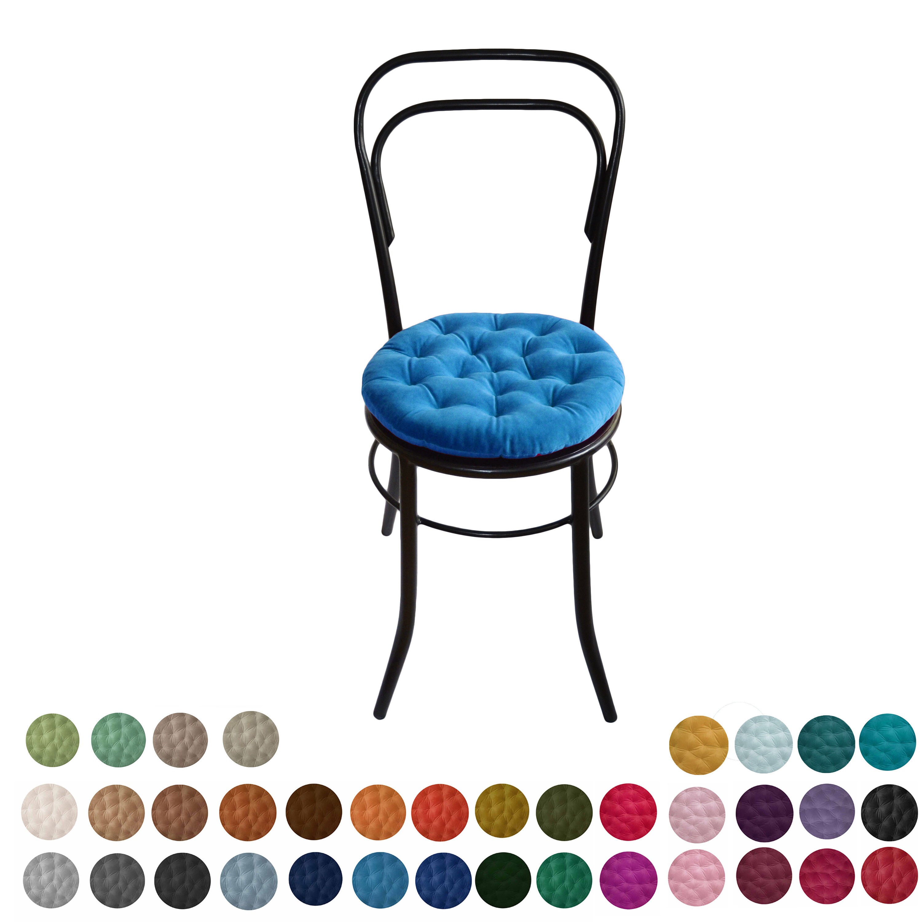 Infinity Collection Blue 16 Inch Round Reversible Tufted Plush Chair ...