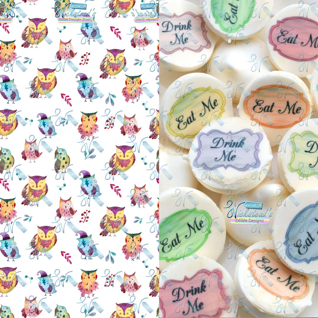 Edible Cute Owls Chintz Transfer Sheets Sugar Art Stamps - Etsy
