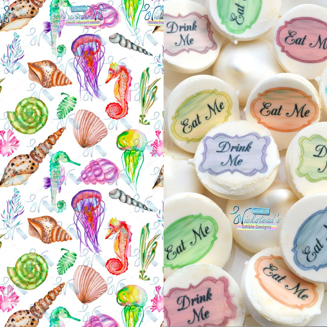 Edible Under the Sea Transfer Sheets Sugar Art Stamps Beach Ocean ...