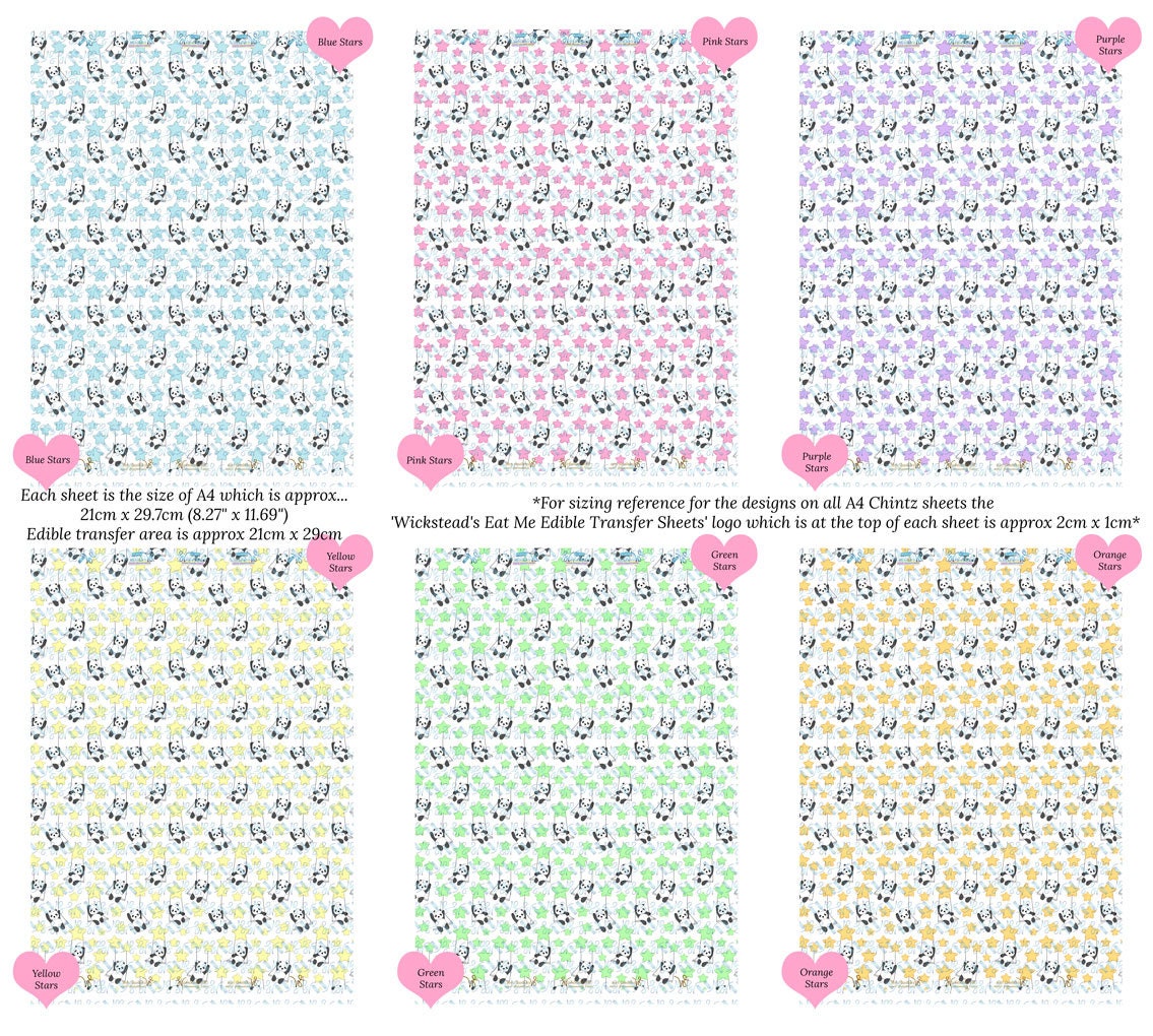 Edible Cute Panda Star Swings Transfer Sheets Sugar Art Stamps Babies ...