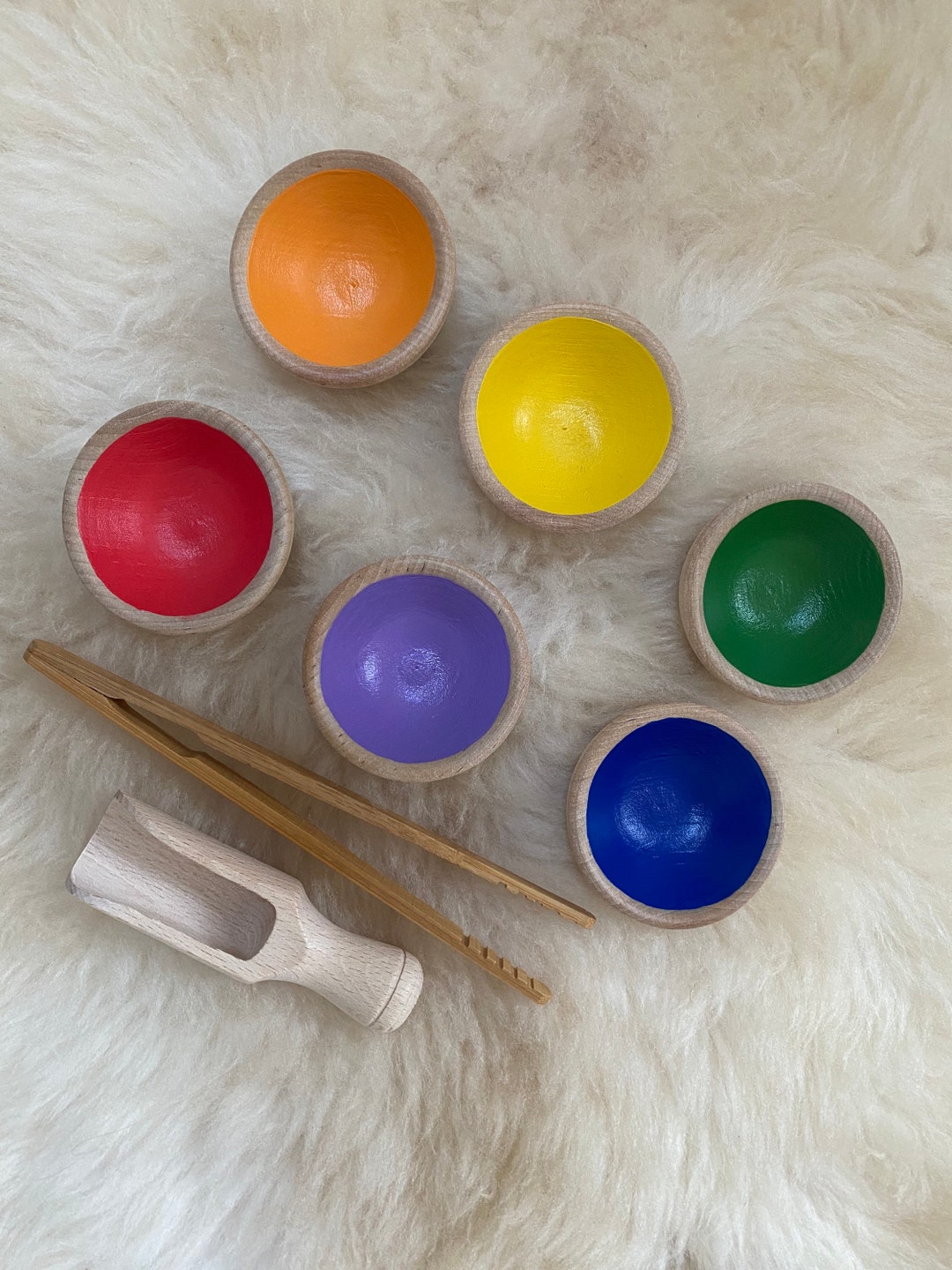 Wooden Colour Sorting Bowls, Mini Bowls, Sensory Play, Sorting Game - Etsy
