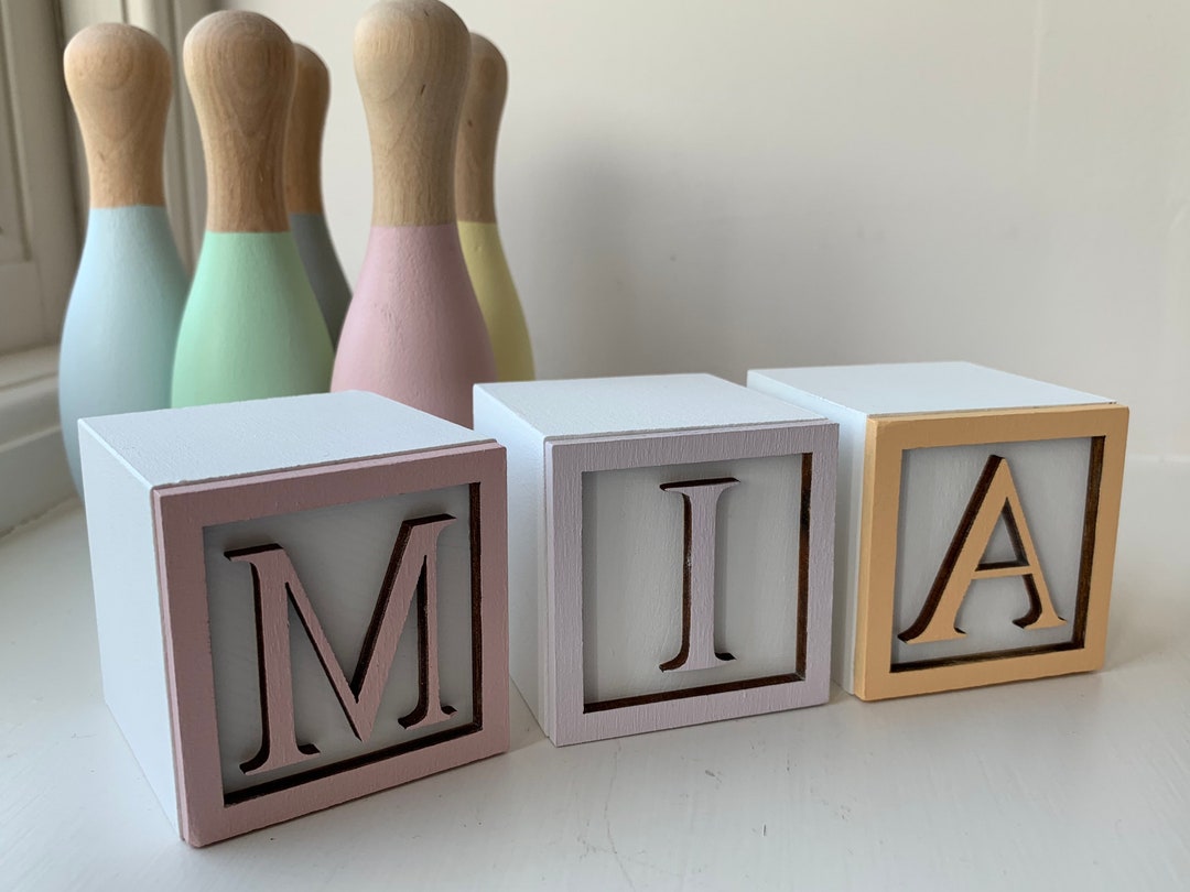 Wooden Name Blocks Personalised Blocks Alphabet Blocks Nursery Decor ...