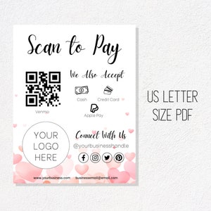 Editable Scan to Pay Template, Canva Templates for Small Business, QR ...