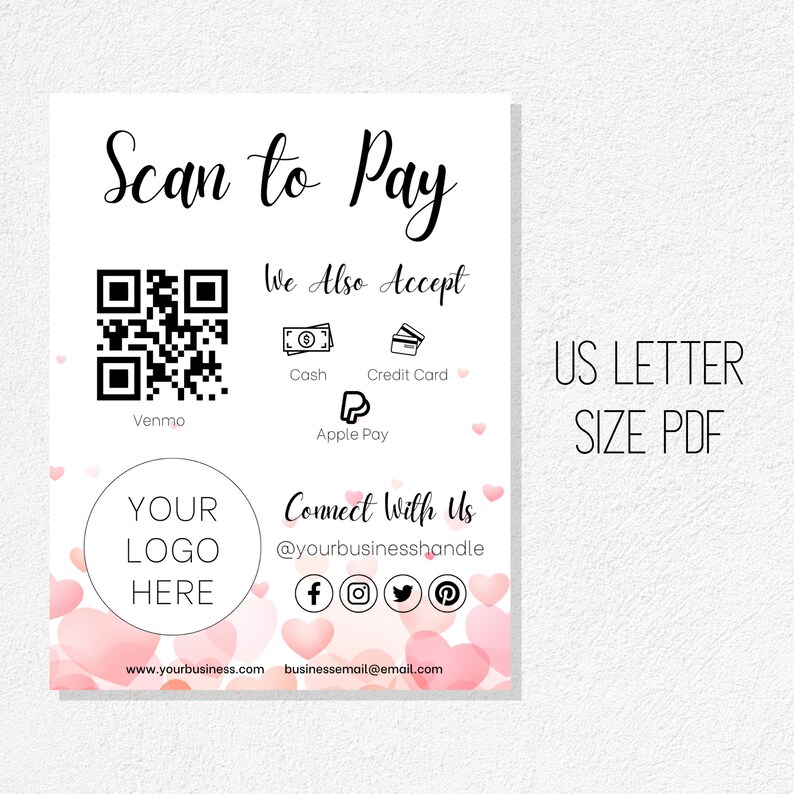Editable Scan to Pay Template, Canva Templates for Small Business, QR ...