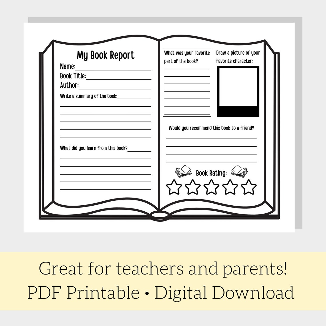 Homeschool Worksheets for Teachers, Book Report Template, Activity ...