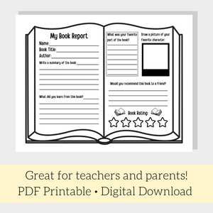 Homeschool Worksheets for Teachers, Book Report Template, Activity ...