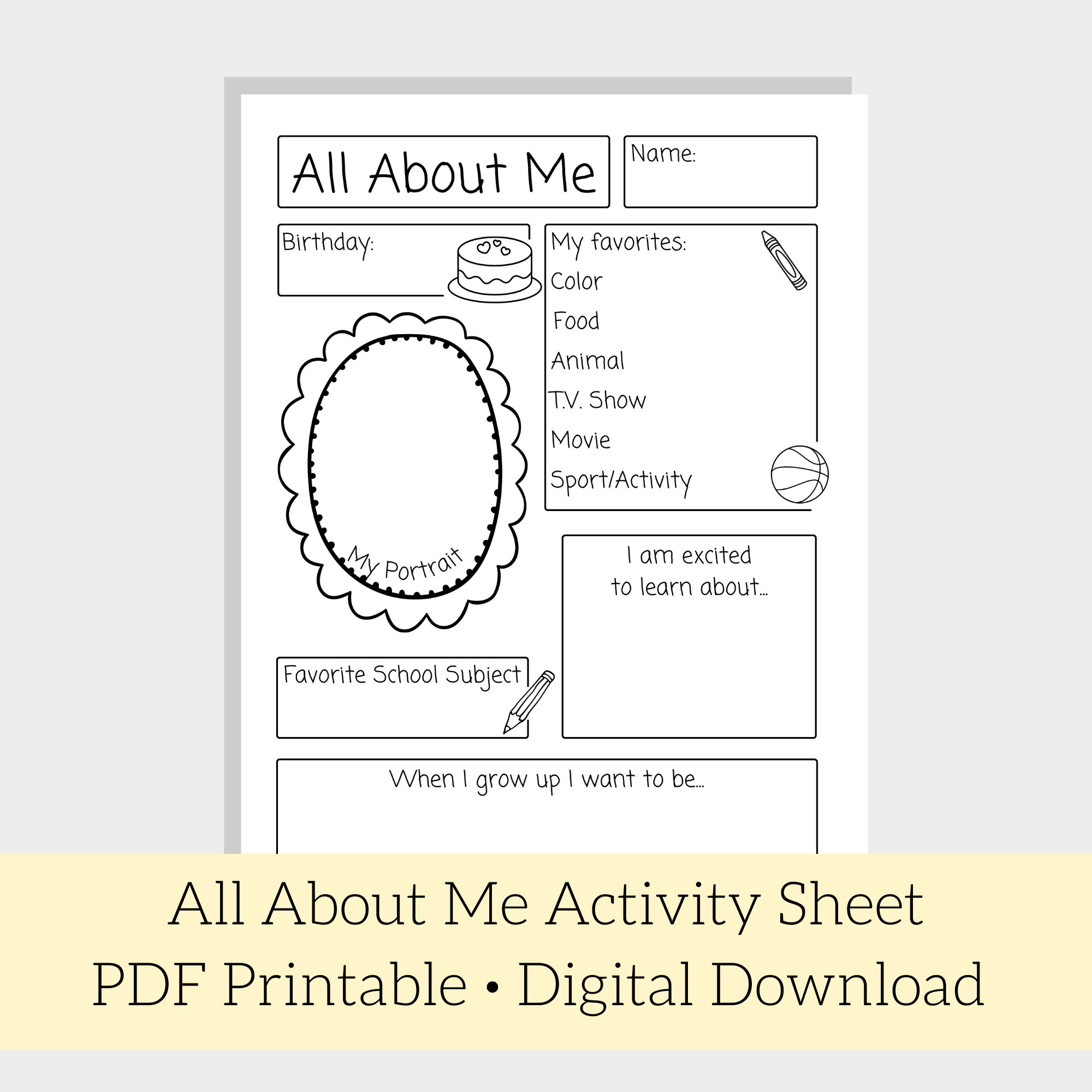 All About Me Printable Worksheets for Kids, Teacher Resources, Back to ...