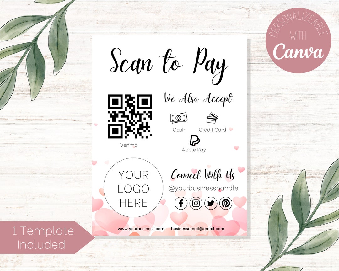 Editable Scan to Pay Template Canva Templates for Small - Etsy