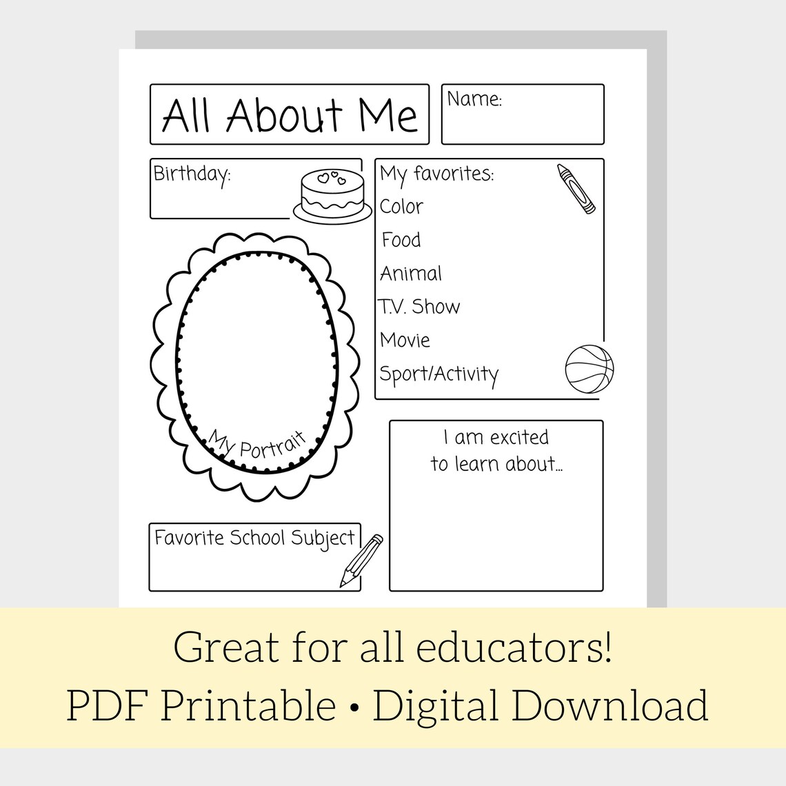 All About Me Printable Worksheets for Kids, Teacher Resources, Back to ...