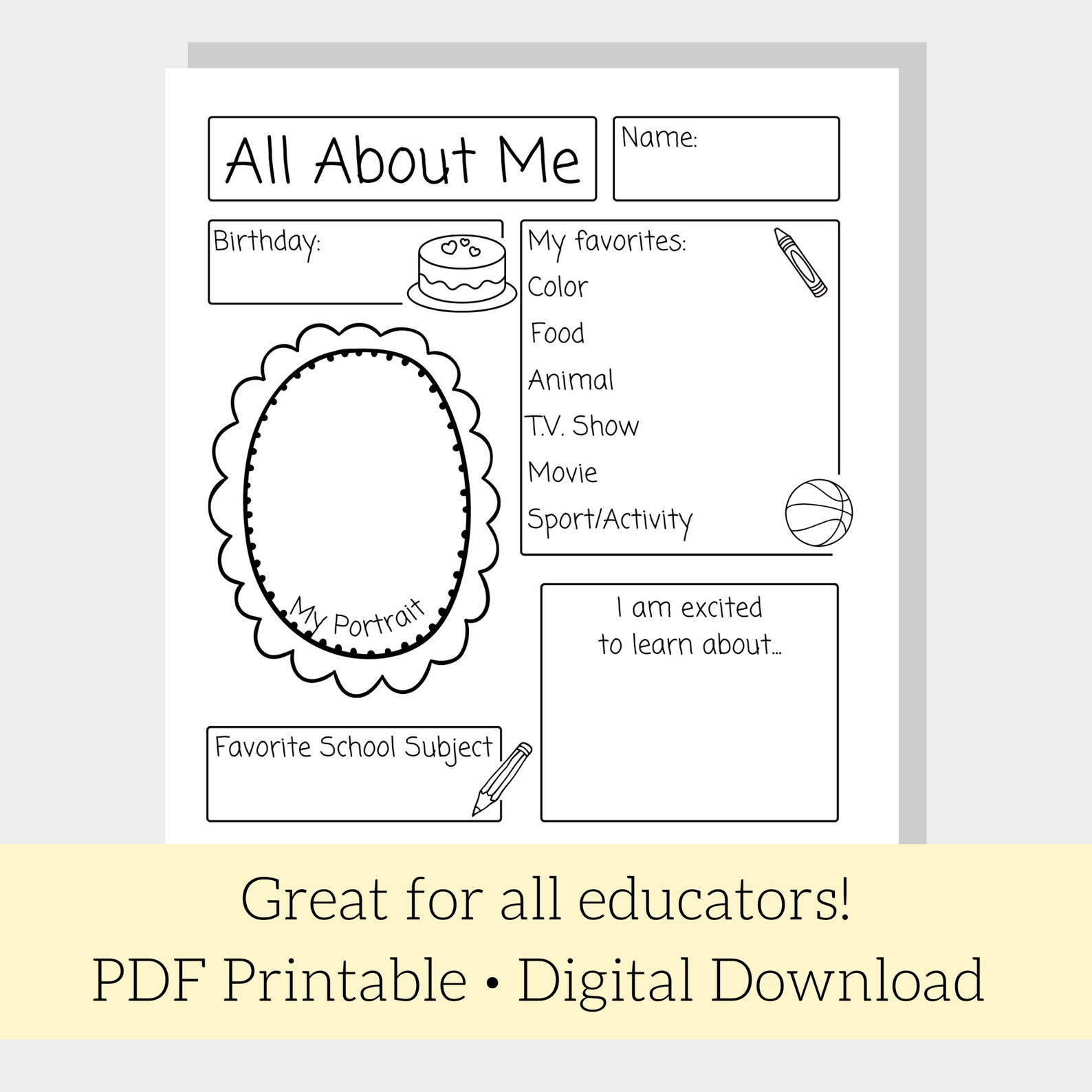 All About Me Printable Worksheets for Kids, Teacher Resources, Back to ...