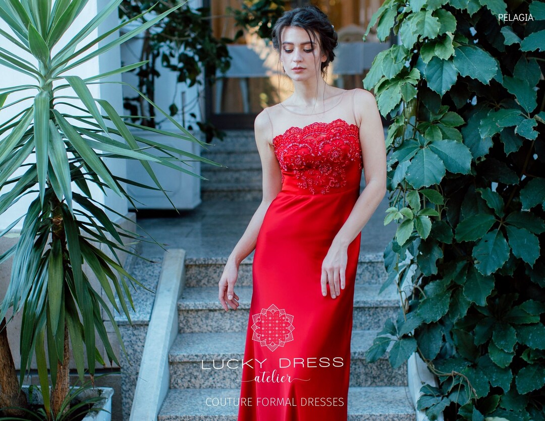 Vintage Style Red Prom Dress With Valentino Fabric Beaded - Etsy