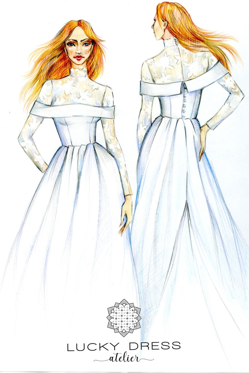 Wedding Design Dress Sketch Custom Drawing Sketch From - Etsy