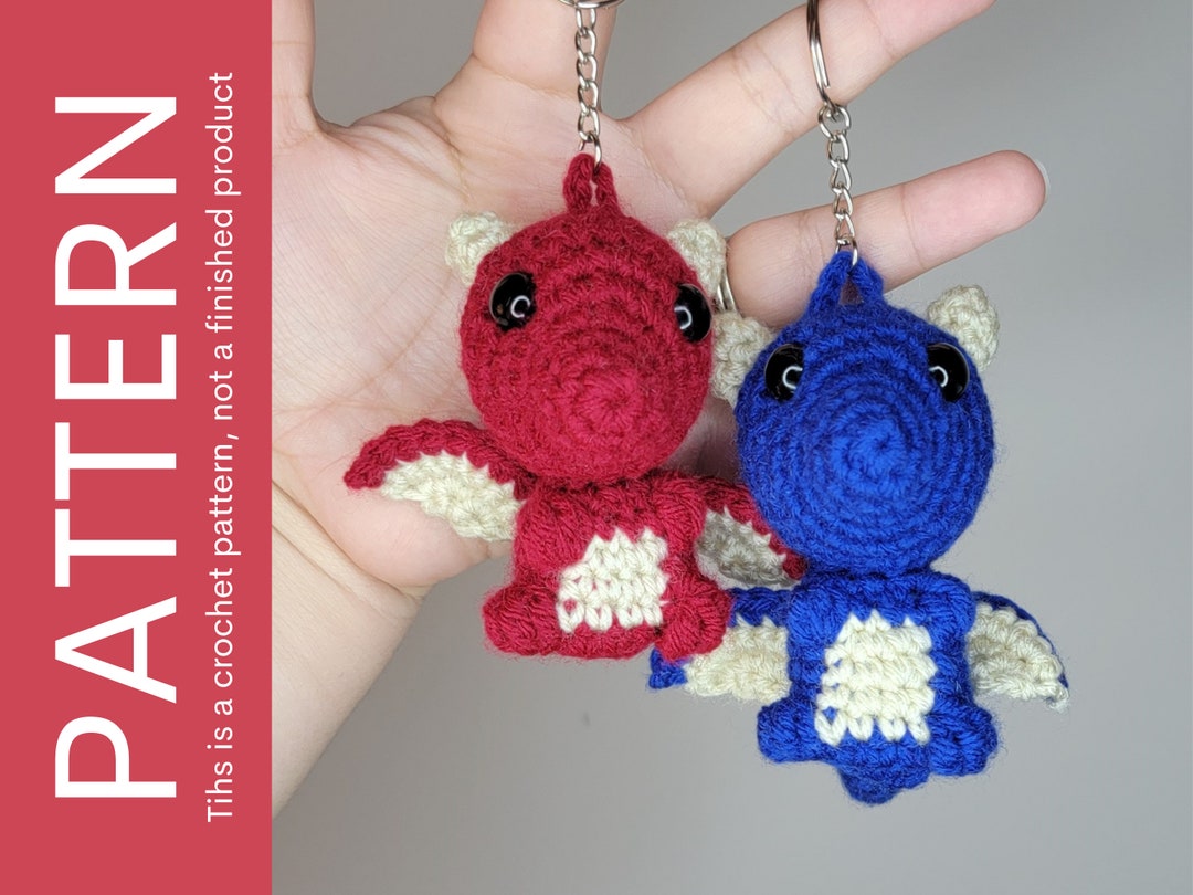 CROCHET PATTERN Dragon Keychain, Backpack Buddy, Amigurumi Dragon ...