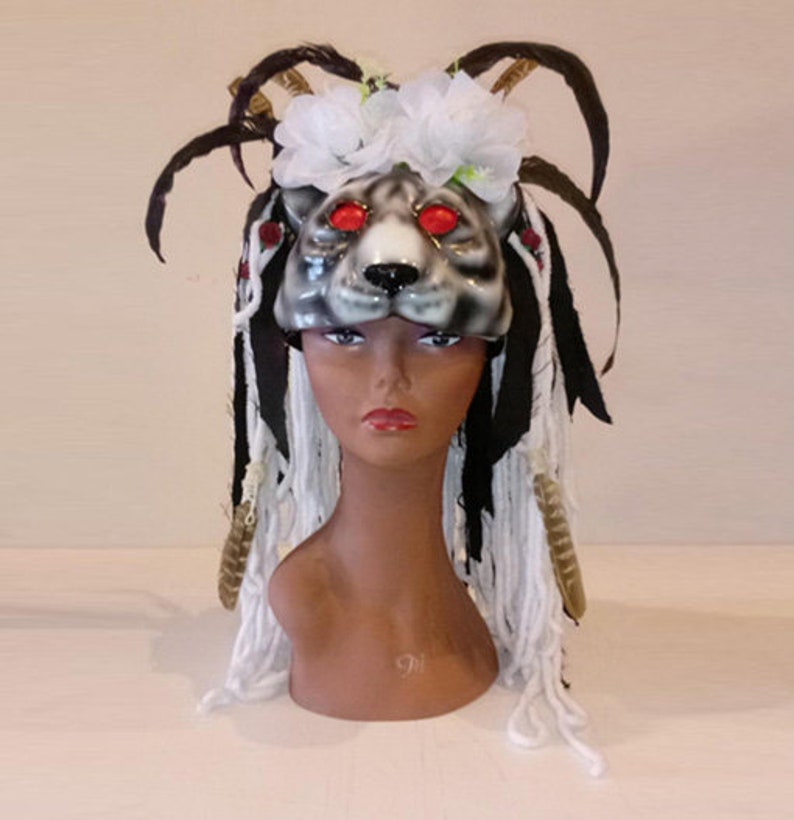 Snow Leopard Queen, Animal Headdress Tribal Accessories, Tribal Crown ...