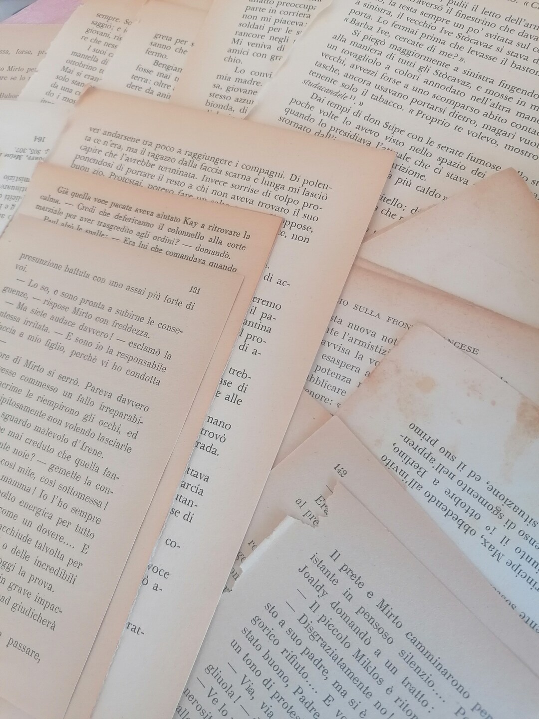 Vintage Book Pages 25, Italian Old Book Pages, Paper for Draft, Junk ...