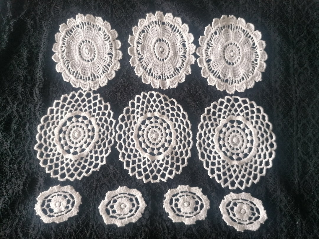 Set of 10 Lace Rounds, Imitation Crochet, Junk Journal Embellishments ...