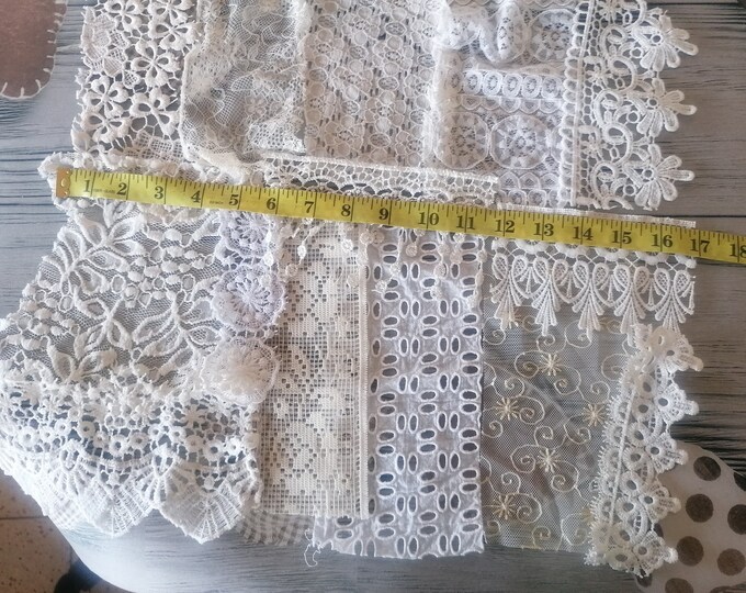 Vintage and New Italian Lace and Trim Grab Bag, Lace Remnants, Lace for ...
