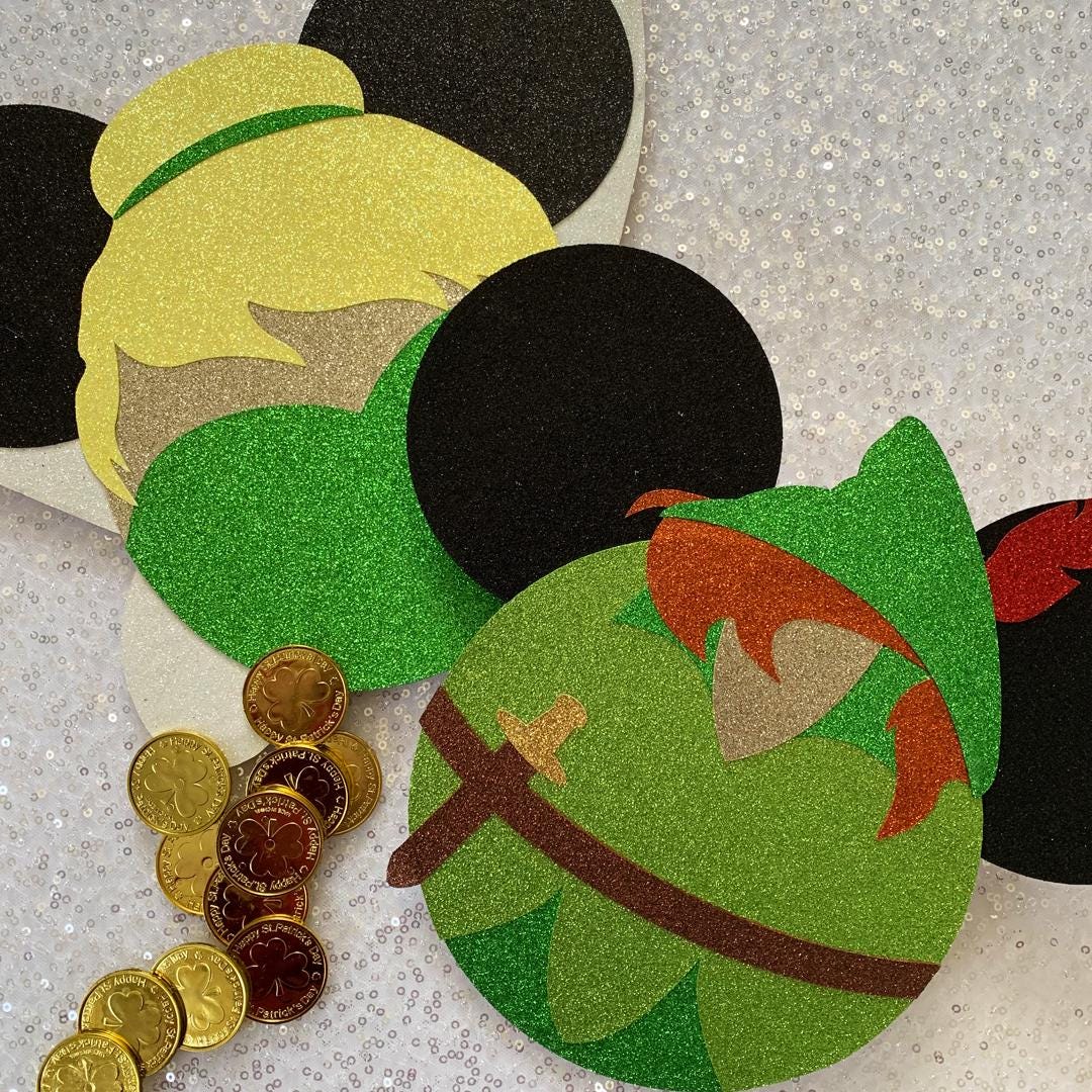 Tinker Bell, Peter Pan, Captain Hook Sparkly Wooden Door Decor Magnet ...