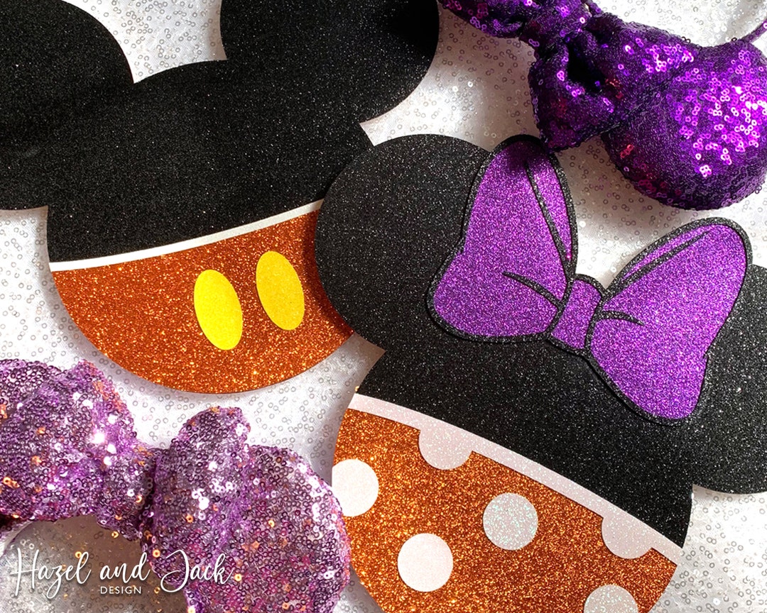 Fall Themed Mickey Mouse and Minnie Mouse Sparkly Wooden Door Decor ...
