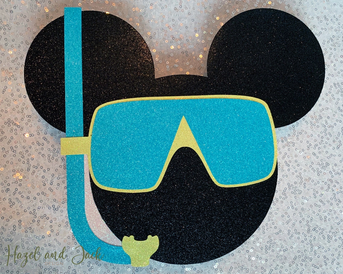 Fun in the Sun/snorkel Mickey Mouse Sparkly Wooden Door Decor | Etsy
