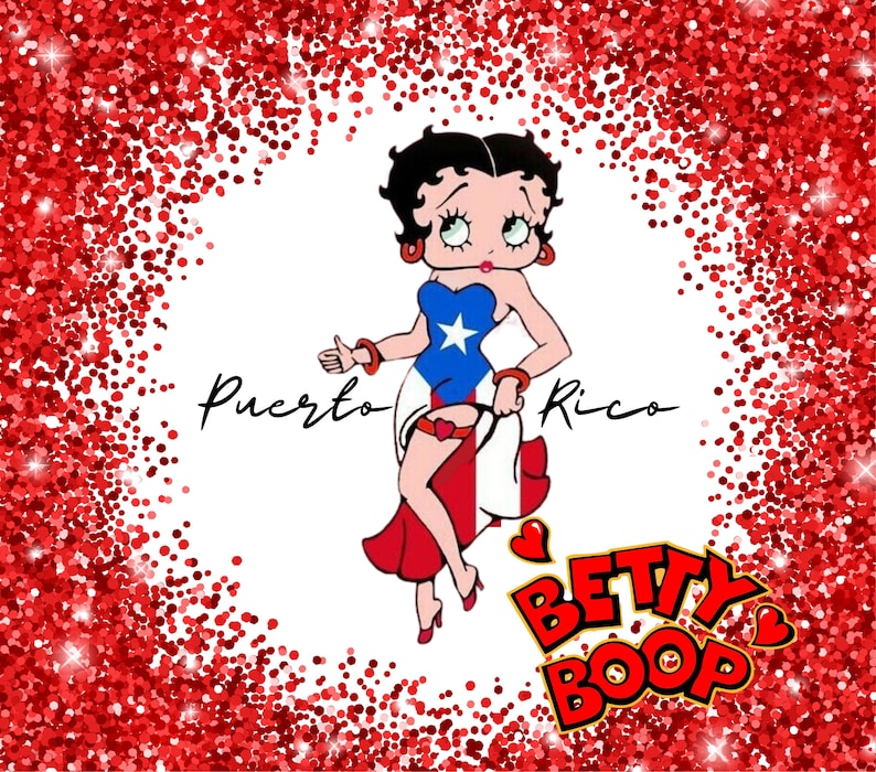 Betty Boop Puerto Rico PNG Sublimation Tumbler, Glitter Betty Boop Png ...