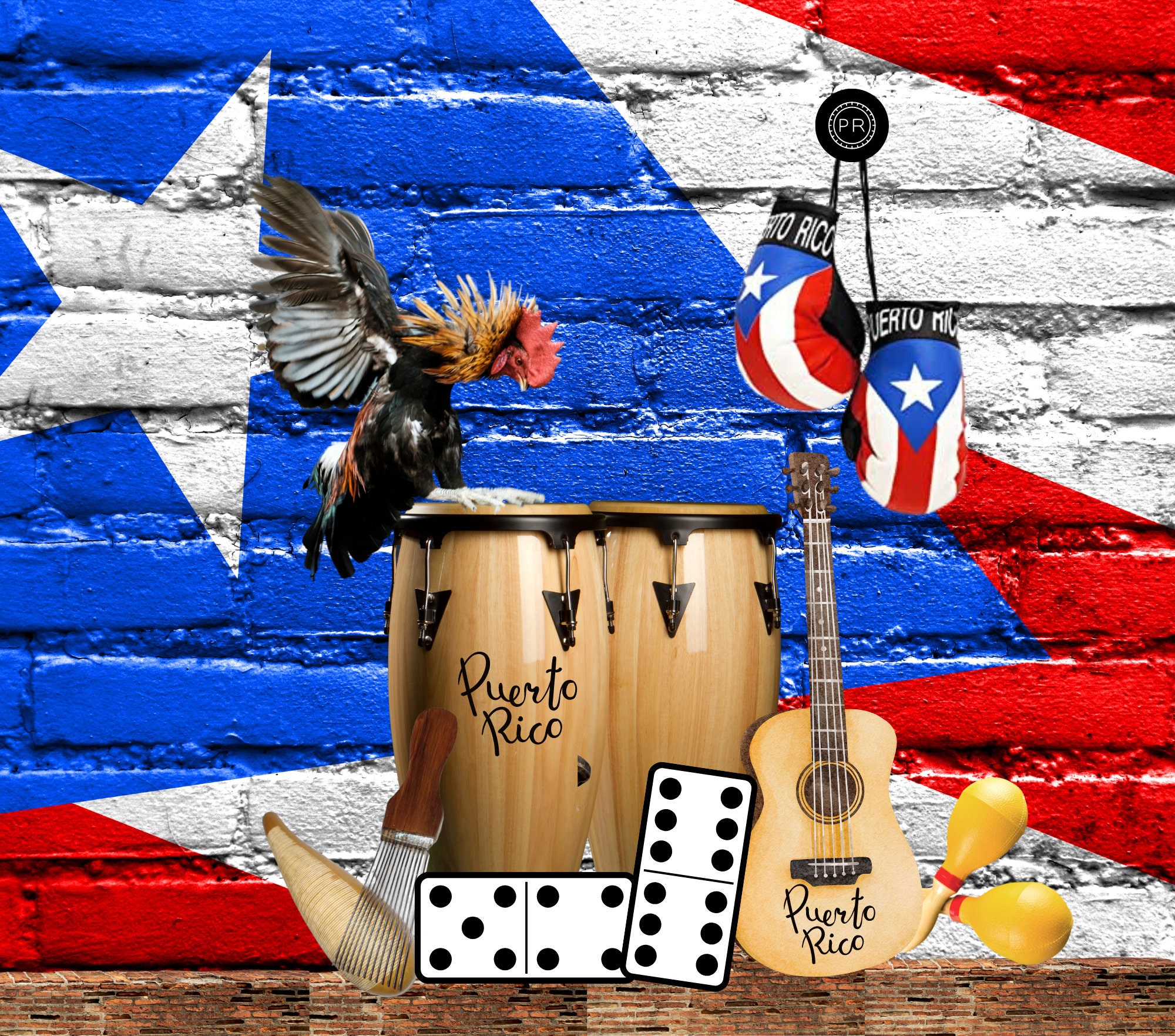 Puerto Rico Png Digital File Sublimation Tumbler 20oz. Rooster ...