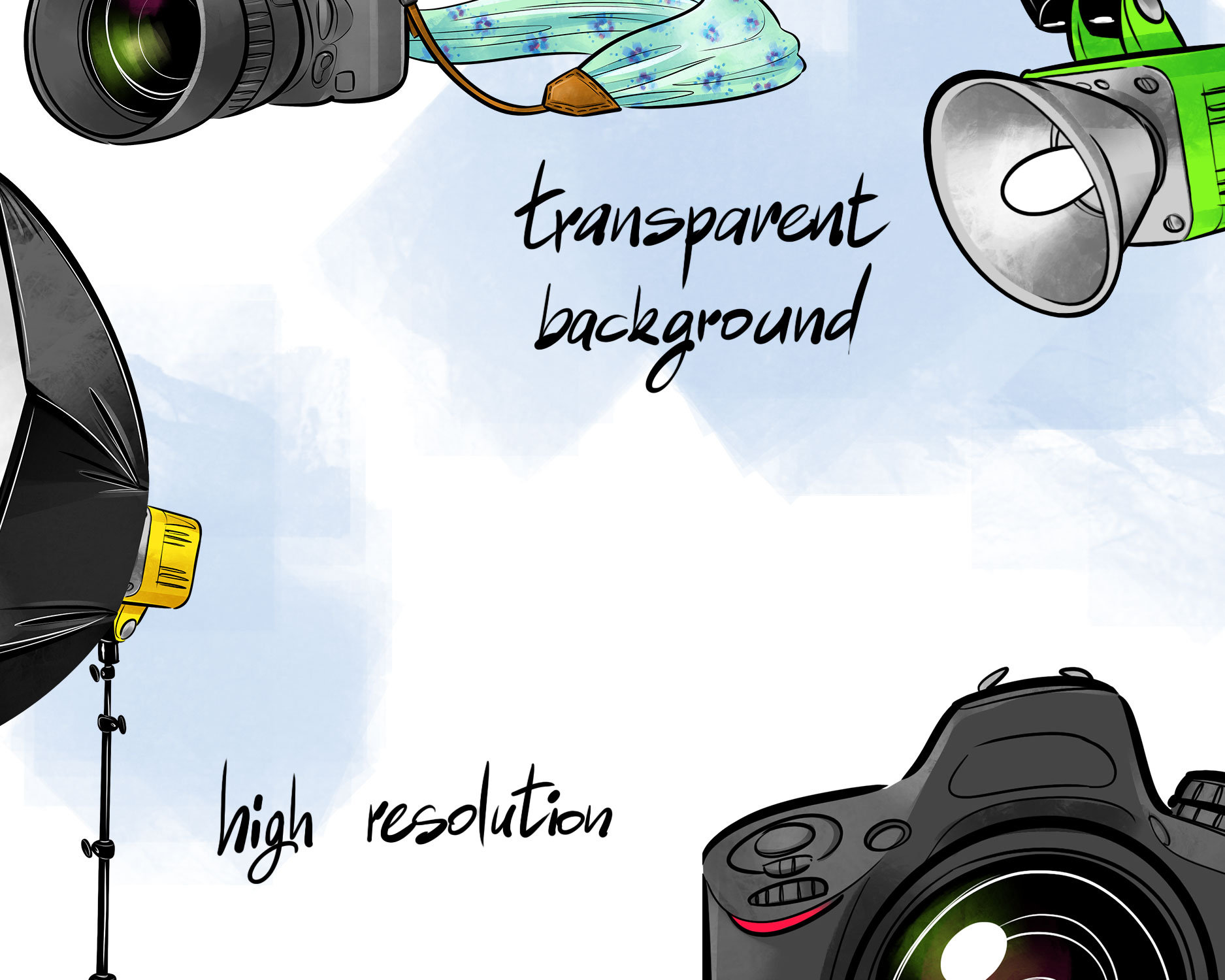 Photo Studio Clipart, Digital Clipart, Photo Studio, Flash, Multipack Handpainted Clipart ...