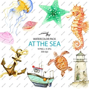 Nautical Clipart, Watercolor Clipart, Sea, Ocean, Multi-pack ...