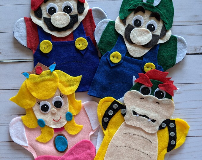 Super Mario Set of 4 Puppets, Hand Puppets, Super Mario, Luigi ...