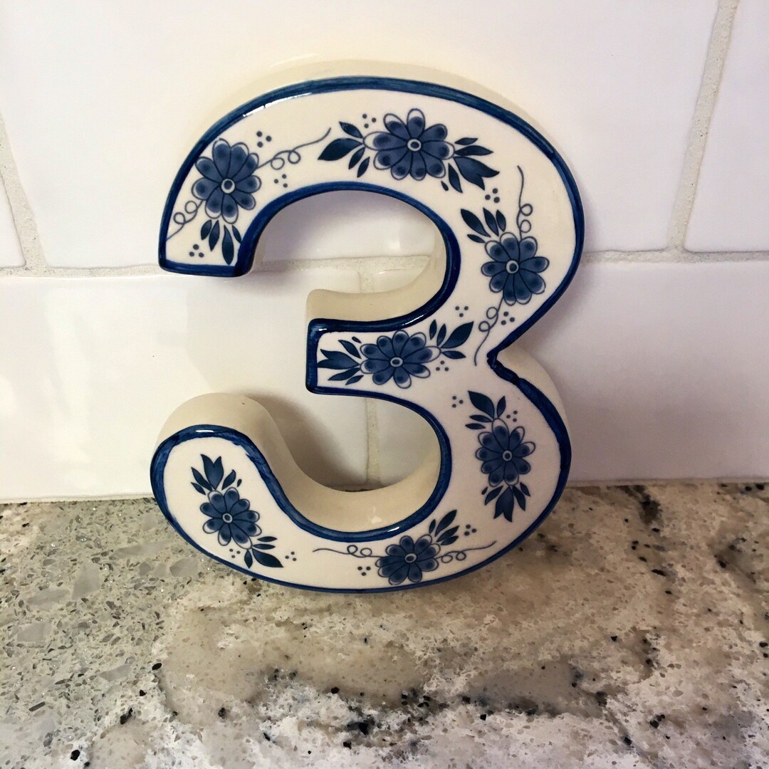 Ceramic House Number Three - Etsy