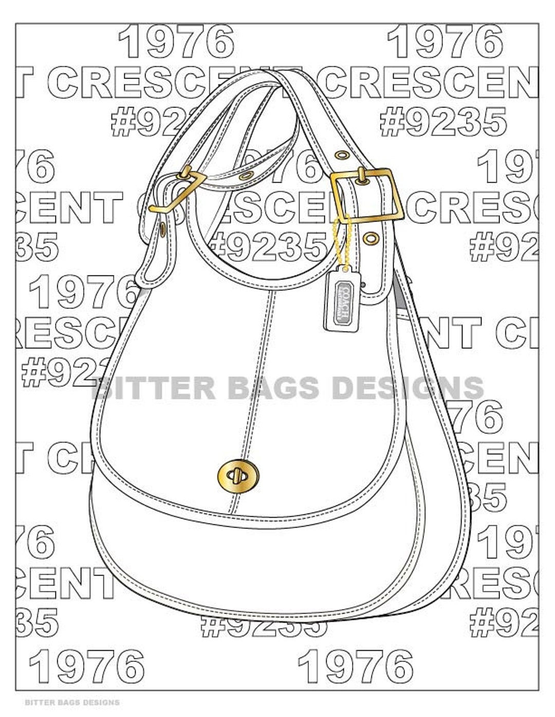 Vintage Coach Crescent Bag Coloring Page Digital Download - Etsy
